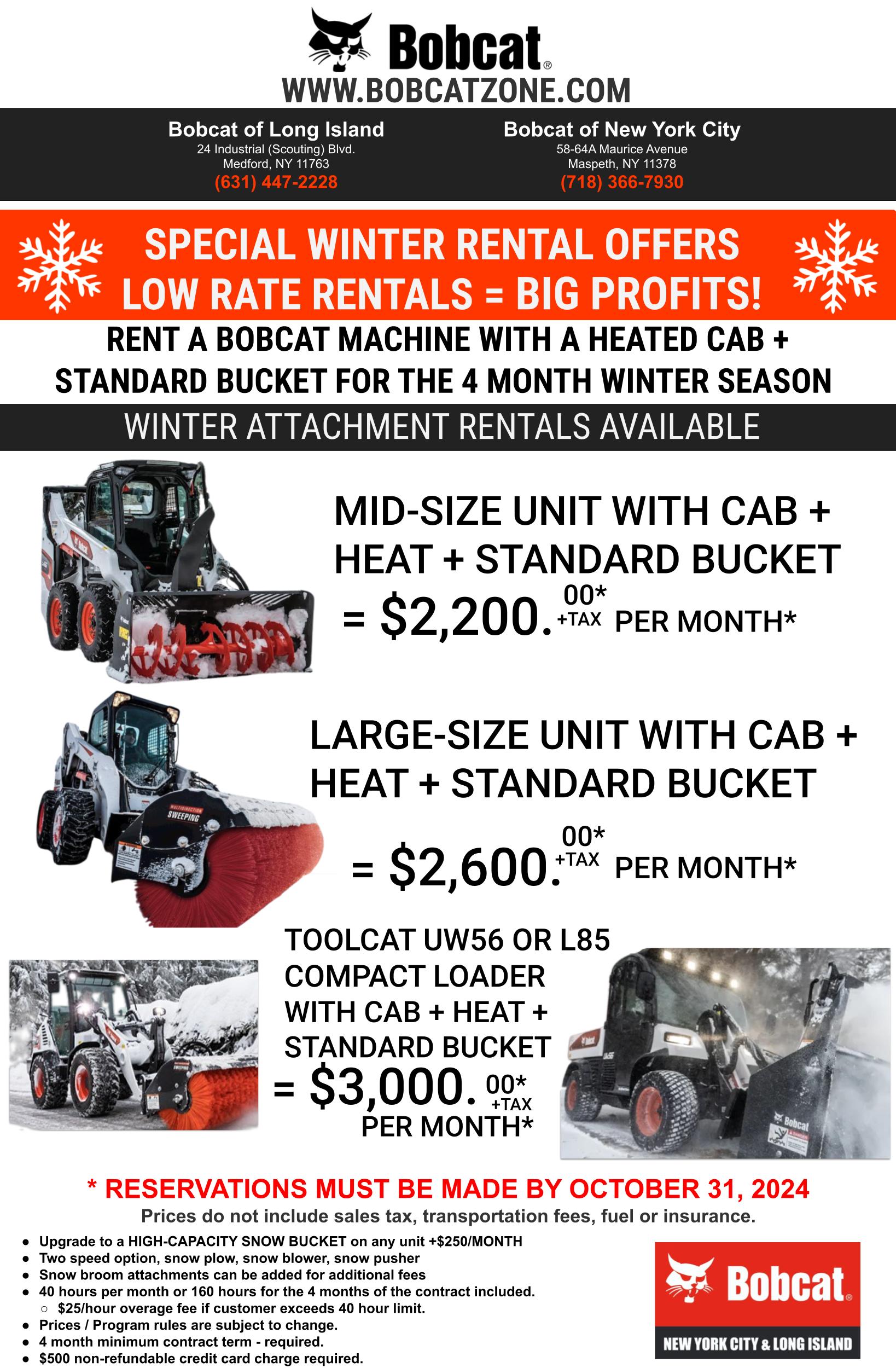 2024 BOBCAT OF NEW YORK & LONG ISLAND WINTER RENTAL PROGRAM